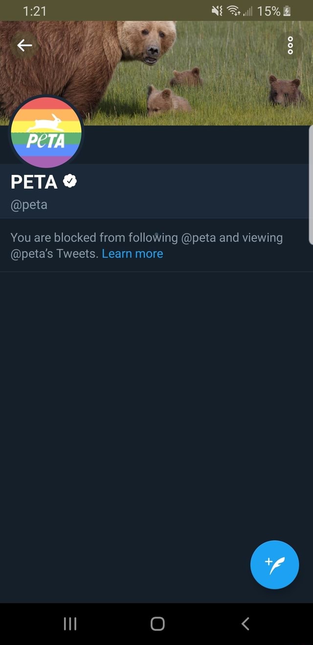 You are blocked from folloWing @peta and viewing @peta’s Tweets. Learn ...
