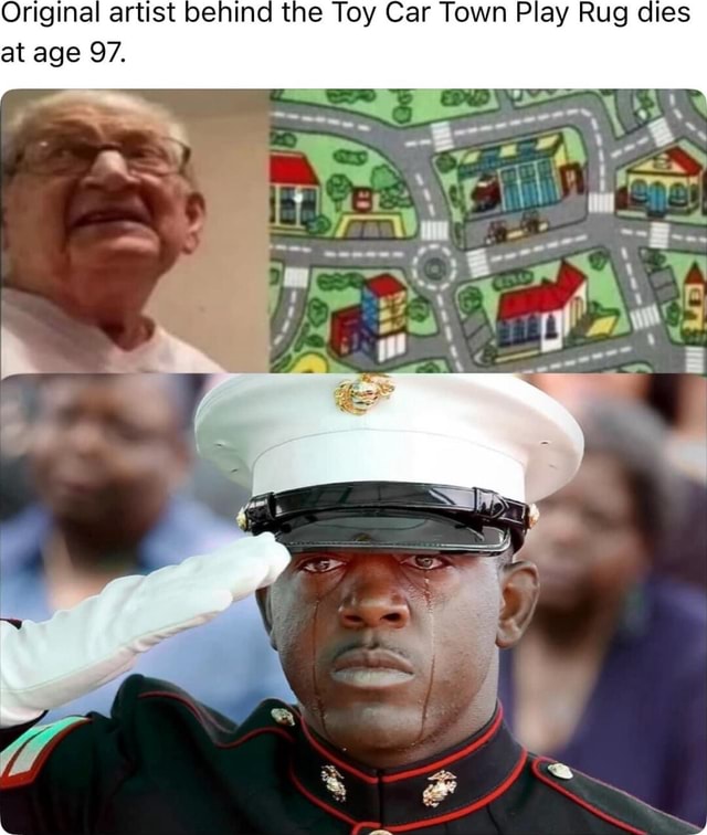 Original artist behind the Toy Car Town Play Rug dies at age 97. - iFunny