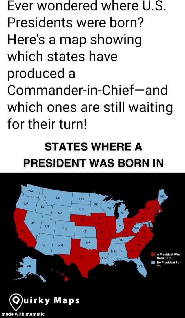 Ever wondered wnere U.S. Presidents were born? Here's a map showing ...
