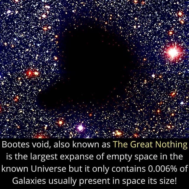 Bootes void, also known as The Great Nothing is the largest expanse of ...