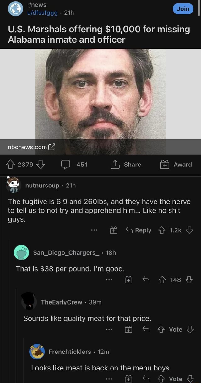 U.S. Marshals offering $10,000 for missing Alabama inmate and officer ...