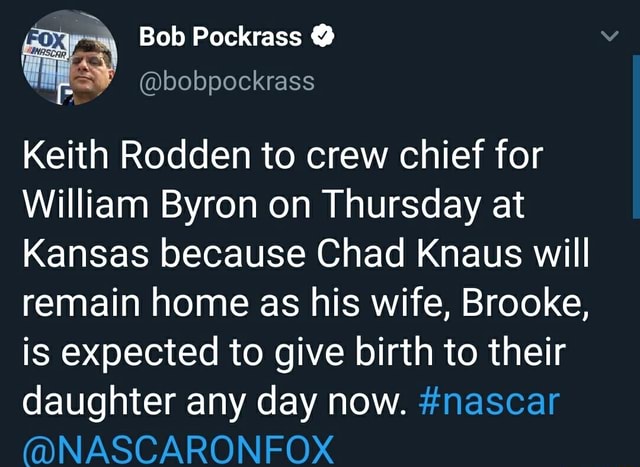 FOX r Bob Pockrass o RESP @bobpockrass Keith Rodden to crew chief for ...
