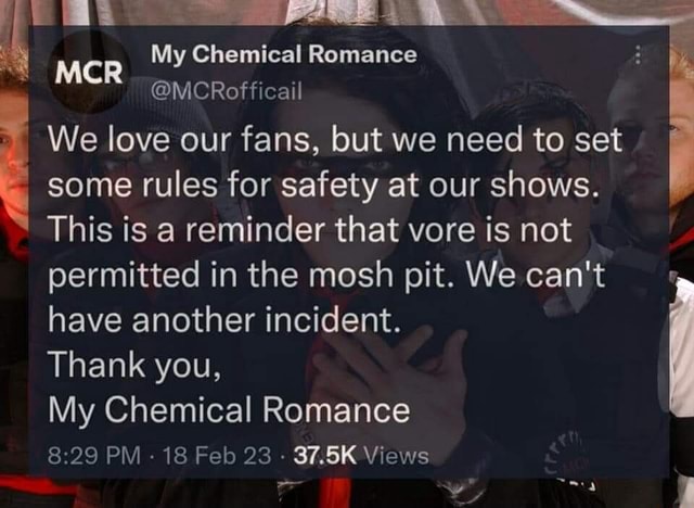 I My Chemical Romance MCR @MCRofficail We love our fans, but we need to ...
