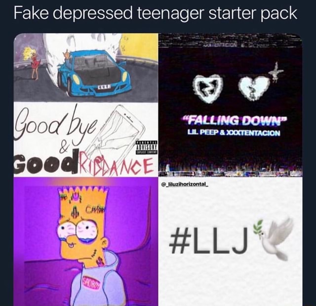 Fake depressed teenager starter pack - iFunny