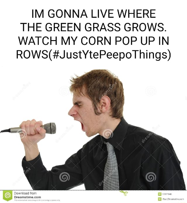 IM GONNA LIVE WHERE THE GREEN GRASS GROWS. WATCH MY CORN POP UP IN ROWS ...