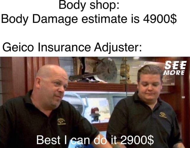 Y snop: Body Damage estimate is 4900$ Geico Insurance Adjuster: SEE ...