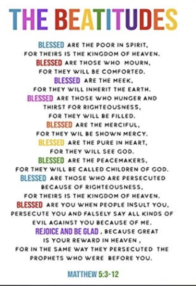 THE BEATITUDES BLESSED ARE THE POOR IN SPIRIT, FOR THEIRS IS THE ...