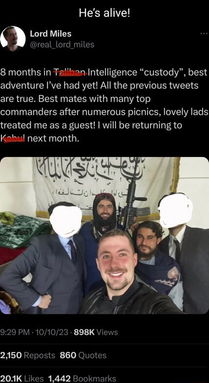 He's alive! Lord Miles real_lord_miles 8 months in Intelligence ...