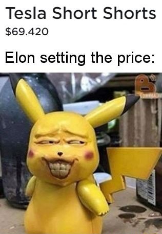 Tesla Short Shorts $69.420 Elon setting the price: - iFunny