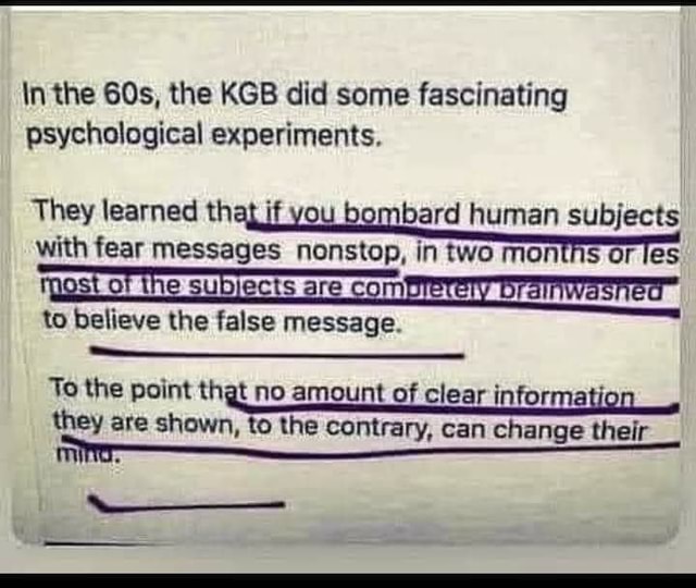In the the KGB did some fascinating psychological experiments. They ...