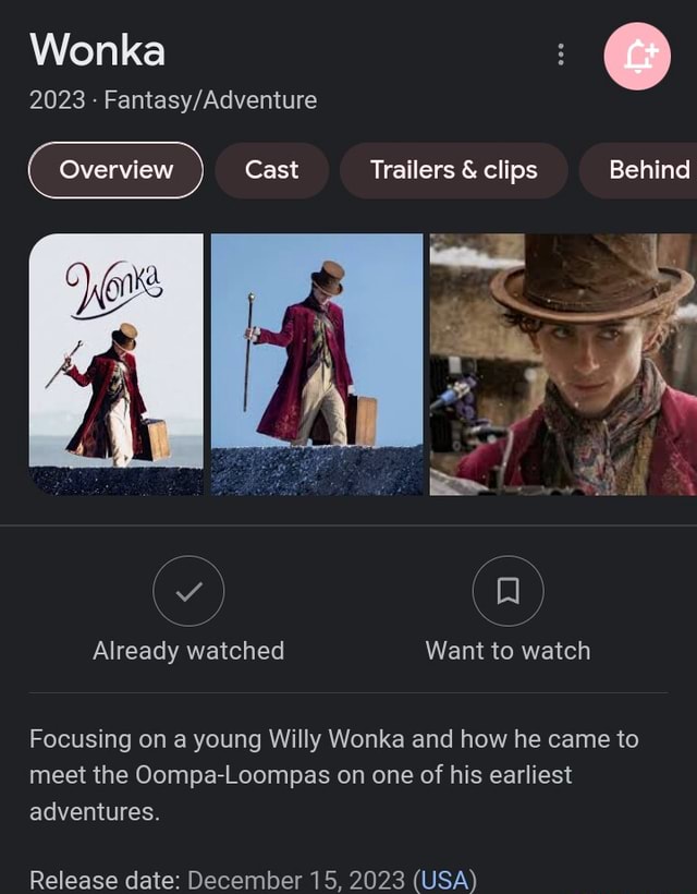 Wonka 2023 - Overview Cast Trailers & clips Behind (v Already watched ...