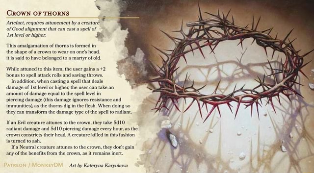 CROWN OF THORNS Artefact, requires attunement by a creature of Good ...