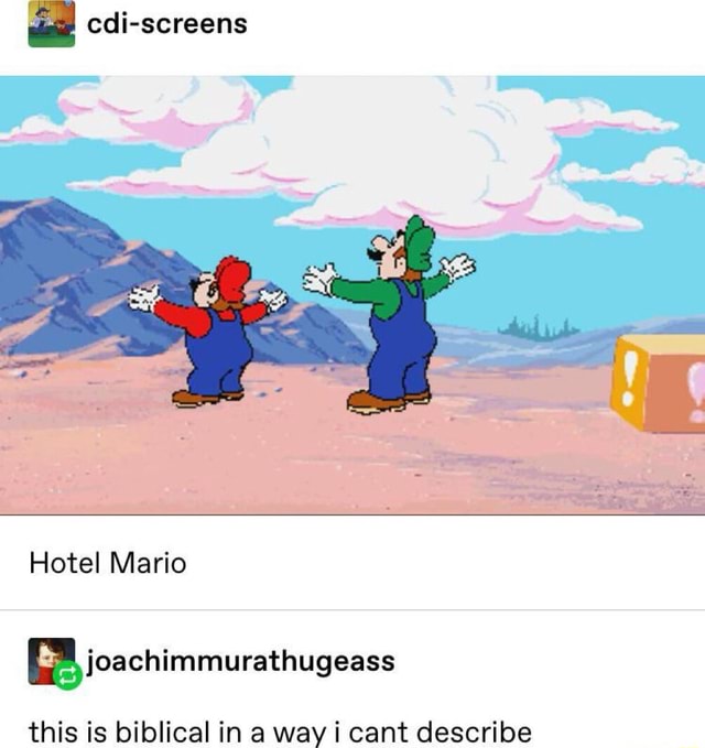 Cdi-screens Hotel Mario icachimmurathugeass this is biblical in a way i ...