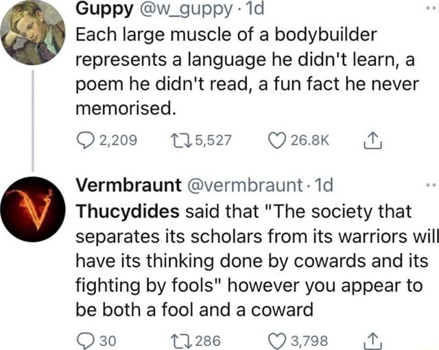 Guppy @w_guppy Each large muscle of a bodybuilder represents a language ...