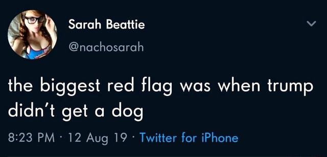 Sarah Beattie @nachosarah the biggest red flag was when trump didn't ...