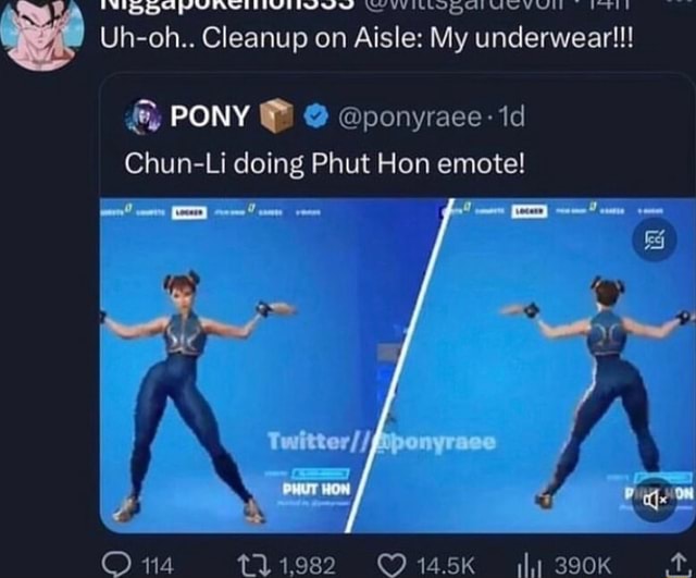 NS Uh-oh.. Cleanup on Aisle: My underwear!!! PONY @ @ponyraee- Chun-Li ...