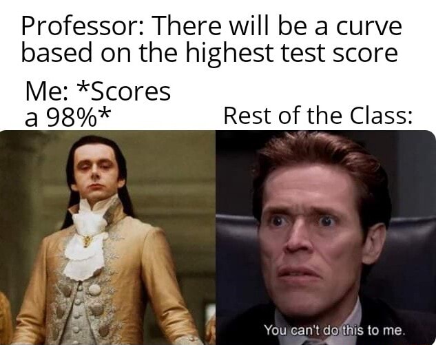 Professor There will be a curve based on the highest test score Me ...