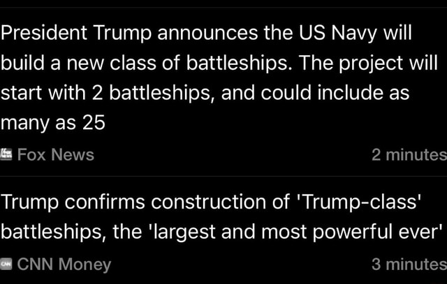 President Trump announces the US Navy will build a new class of ...