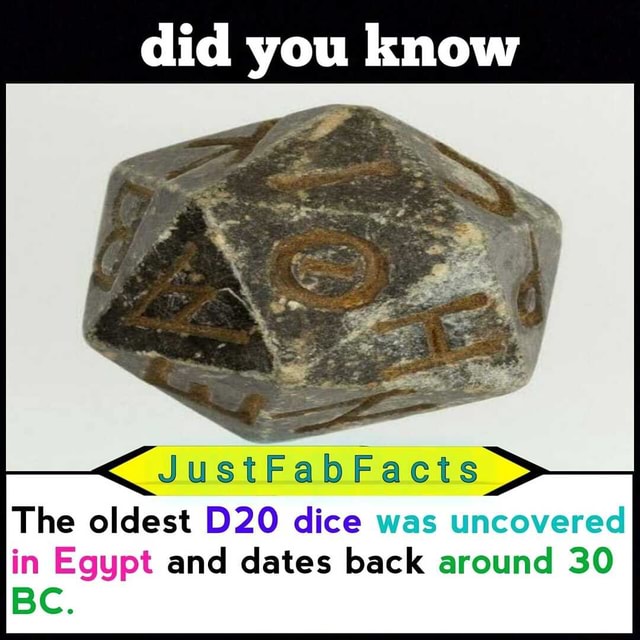 Did you know JustFabFacts The oldest dice was uncovered in Egypt and ...