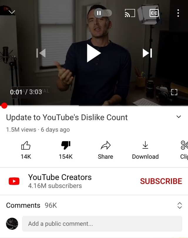 Update to YouTube's Dislike Count 1.5M views 6 days ago a & Share ...