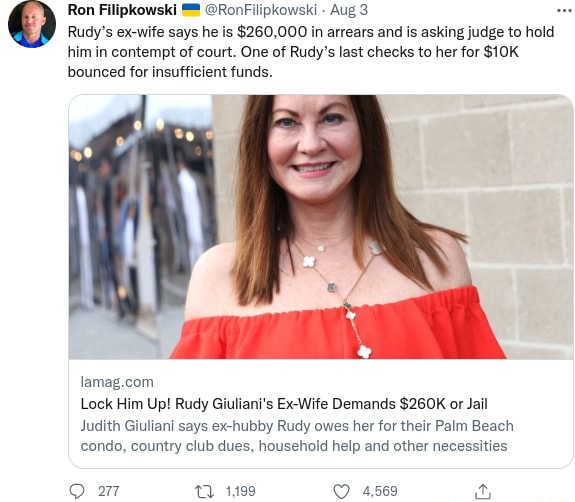 Ron Filipkowski @RonFilipkowski Aug 3 Rudy's ex-wife says he is ...