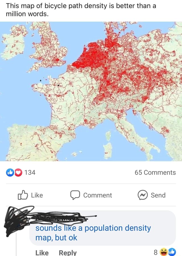 This map of bicycle path density is better than a million words. HO ...