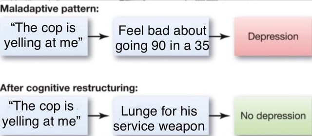 Maladaptive pattern: "The cop is _ Feel bad about yelling at me going ...