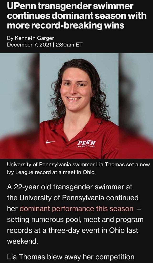 UPenn transgender swimmer continues dominant season with more record ...