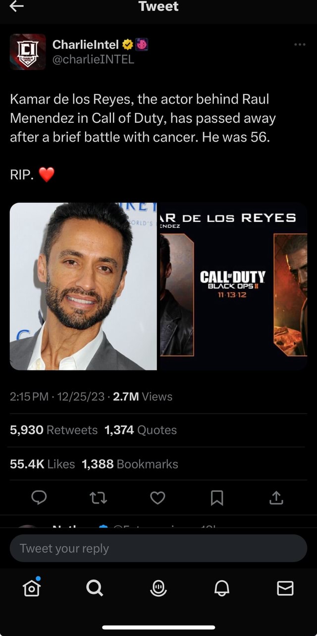 Tweet Charlielntel INTEL Kamar de los Reyes, the actor behind Raul ...