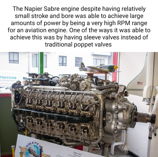 The Napier Sabre engine despite having relatively small stroke and bore ...
