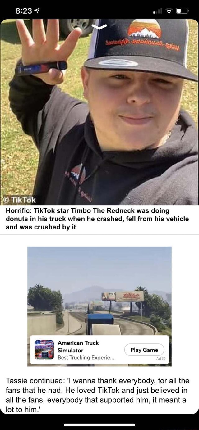 Horrific: TikTok star Timbo The Redneck was doing donuts in his truck ...