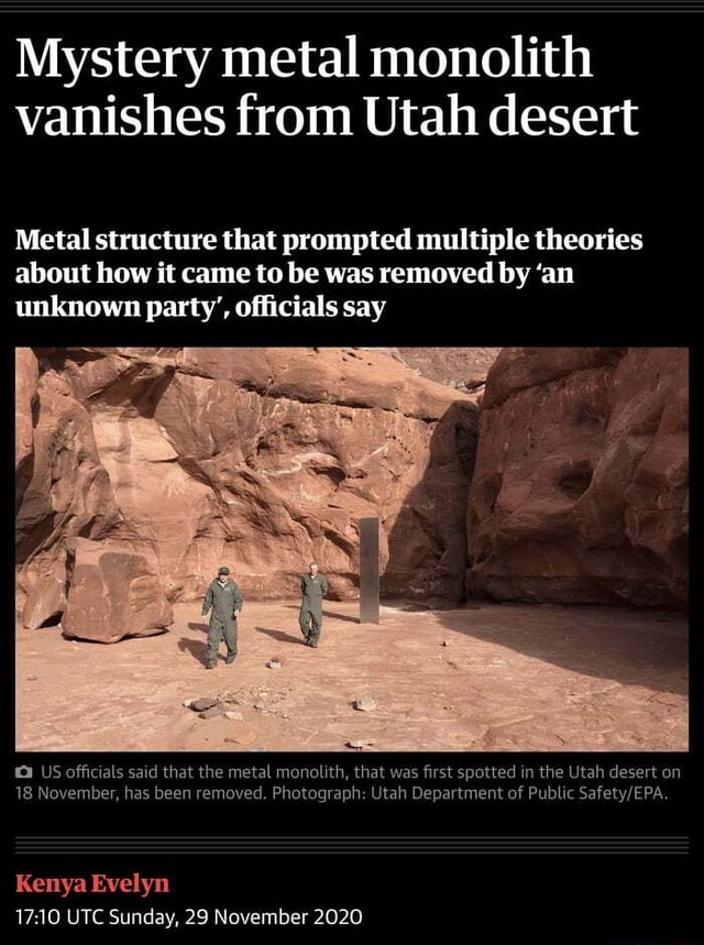 Mystery metal monolith vanishes from Utah desert Metal structure that ...