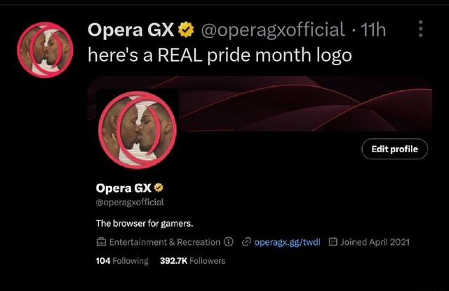 Opera GX @ @operagxofficial-11h : here's a REAL pride month logo ( Edit ...