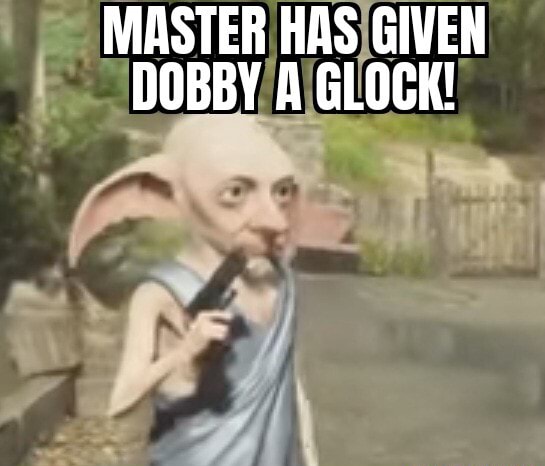 ASTER HAS GIVEN DOBBY A GLOCK! - iFunny