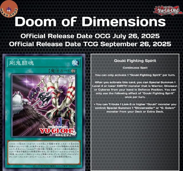 Doom of Dimension Official Release Date OCG July 26, 2025 Official ...