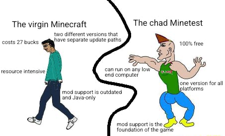 The virgin Minecraft The chad Minetest 'two different versions separate ...
