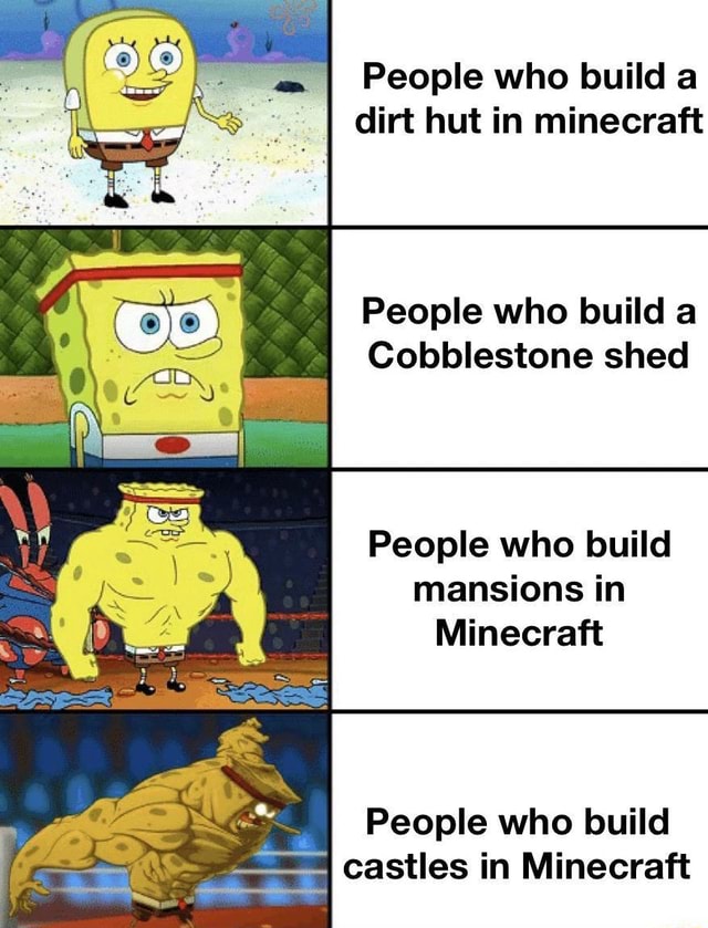 People who build a dirt hut in minecraft People who build a Cobblestone ...