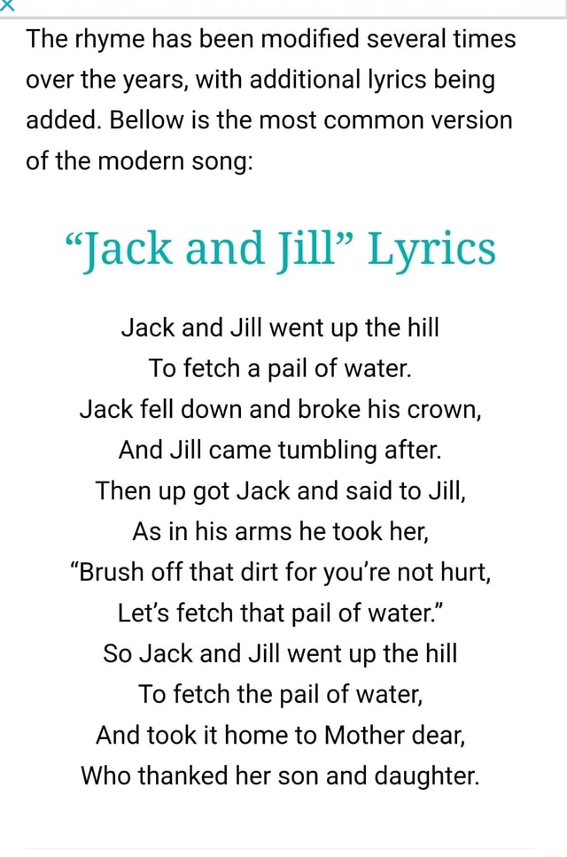 The rhyme has been modified several times over the years, with ...