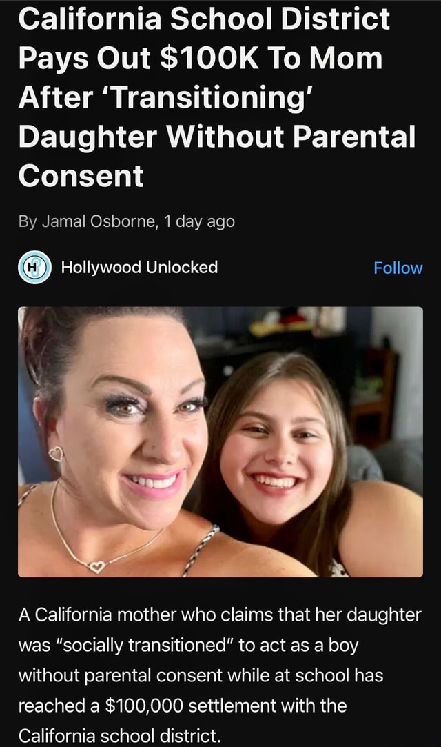 California School District Pays Out $100K To Mom After 'Transitioning ...