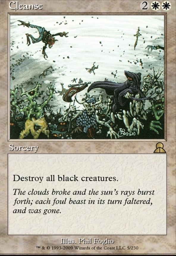 Destroy all black creatures. The clouds broke and the sun's rays burst ...