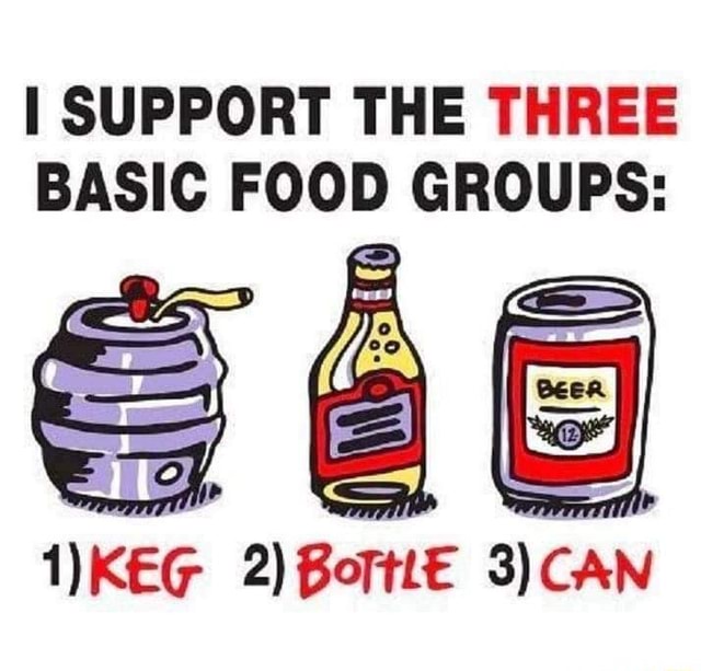 I SUPPORT THE THREE BASIC FOOD GROUPS: 2) Bortle 3) CAN - iFunny
