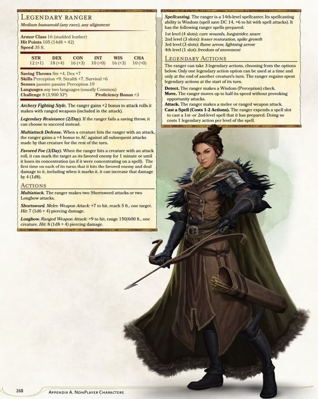 LEGENDARY RANGER 'Spelleasting. The ranger is 14th-level splleaser Its ...