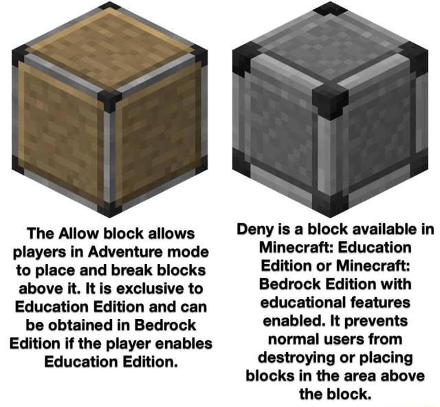 The Allow block allows players in Adventure mode to place and break ...