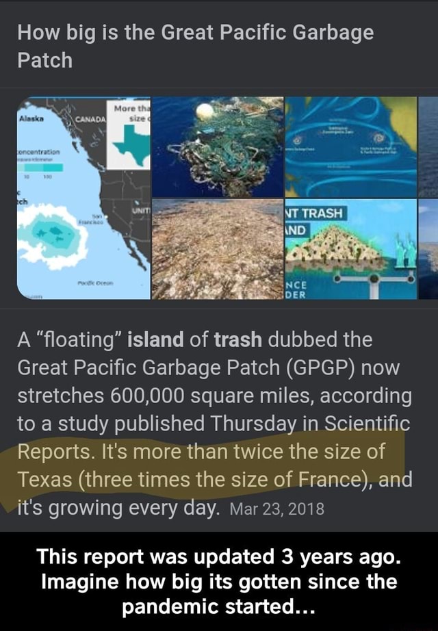 How big is the Great Pacific Garbage Patch A "floating" island of trash ...