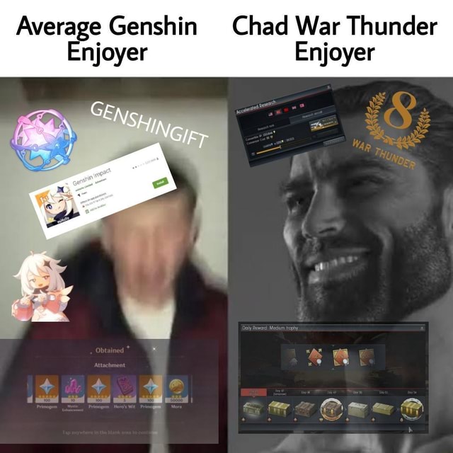 Average Genshin Chad War Thunder Enjoyer - iFunny