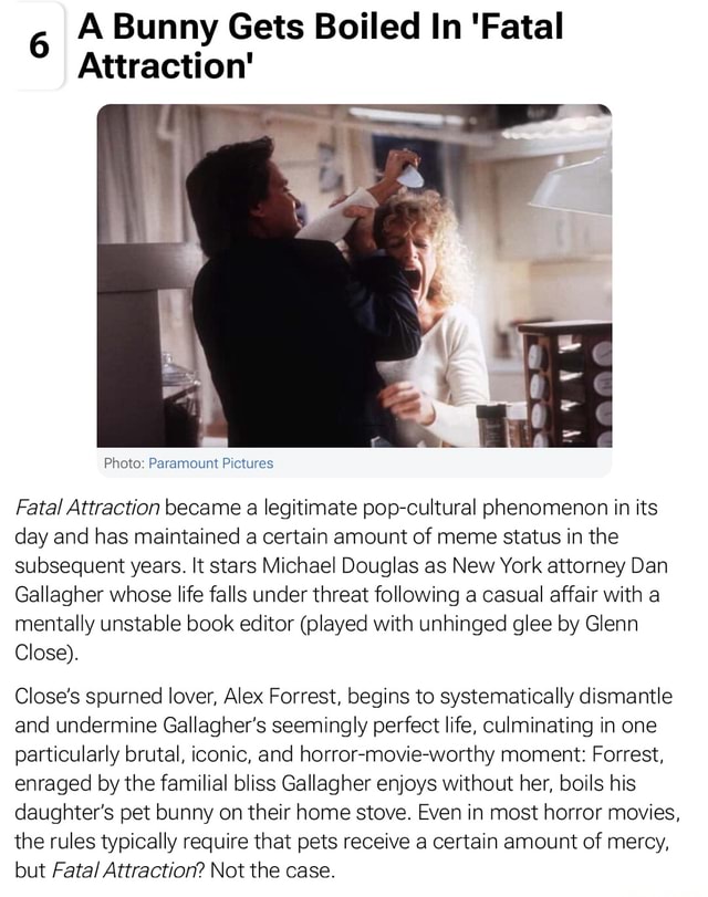 A Bunny Gets Boiled In 'Fatal Attraction' Photo: Paramount Pictures ...