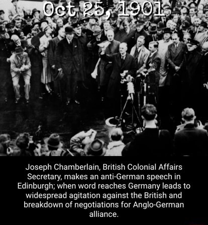 Joseph Chamberlain, British Colonial Affairs Secretary, makes an anti ...