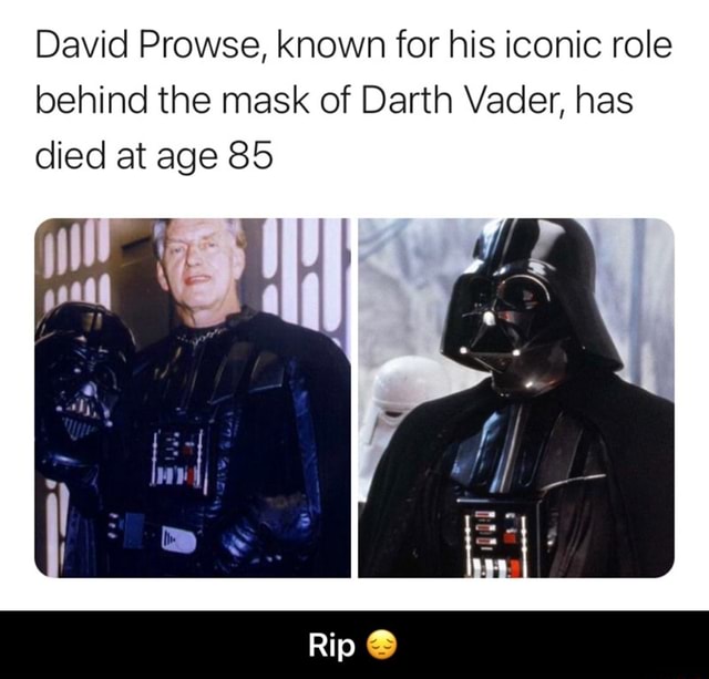David Prowse, known for his iconic role behind the mask of Darth Vader ...