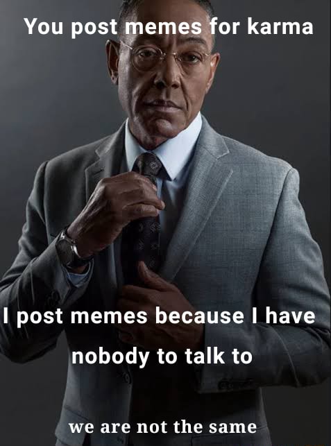 You post memes for karma post memes because have I nobody to talk to we ...