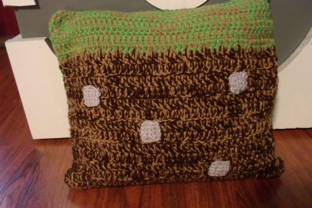 Minecraft pillows I made one side is grass/dirt... #minecraft #crochet ...